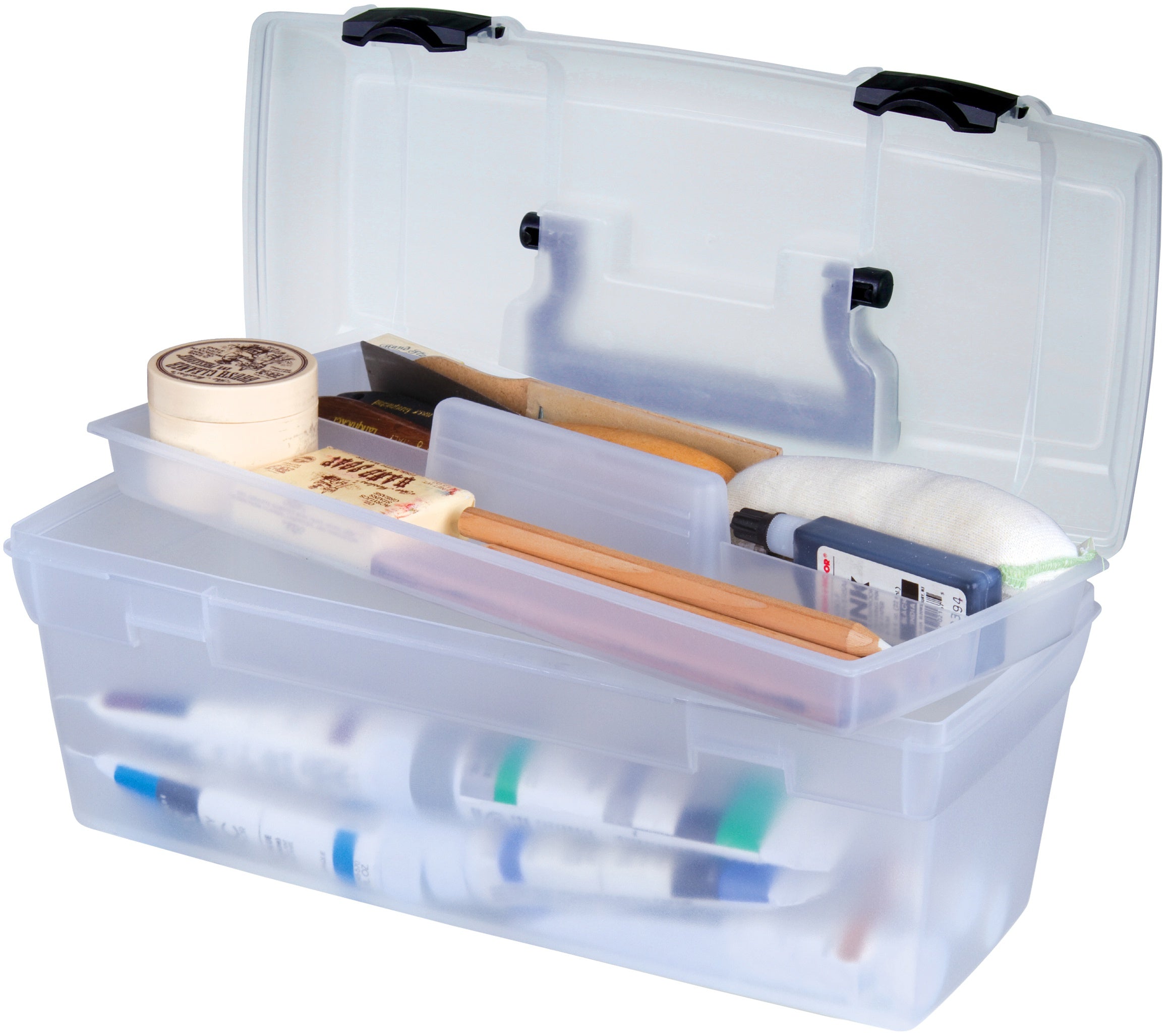 ArtBin Essentials Lift-Out Box W/Handle-13"X6"X5.625" Translucent W/Bl